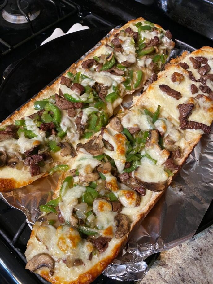 PHILLY CHEESESTEAK CHEESY BREAD – EASY HOMEMADE RECIPES